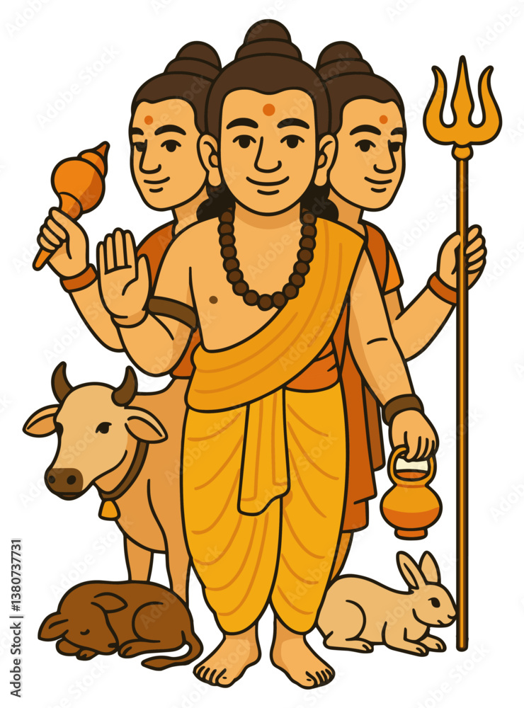 Indian God Shree Gurudev Datta Vector Illustration, Clean vector ...