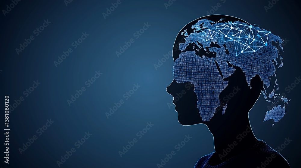 Mind maps world. Network background symbolizes global thought. For ...