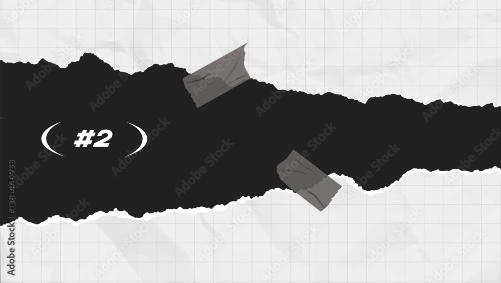 Trendy vector ripped paper collage with torn edges, crumpled black ...