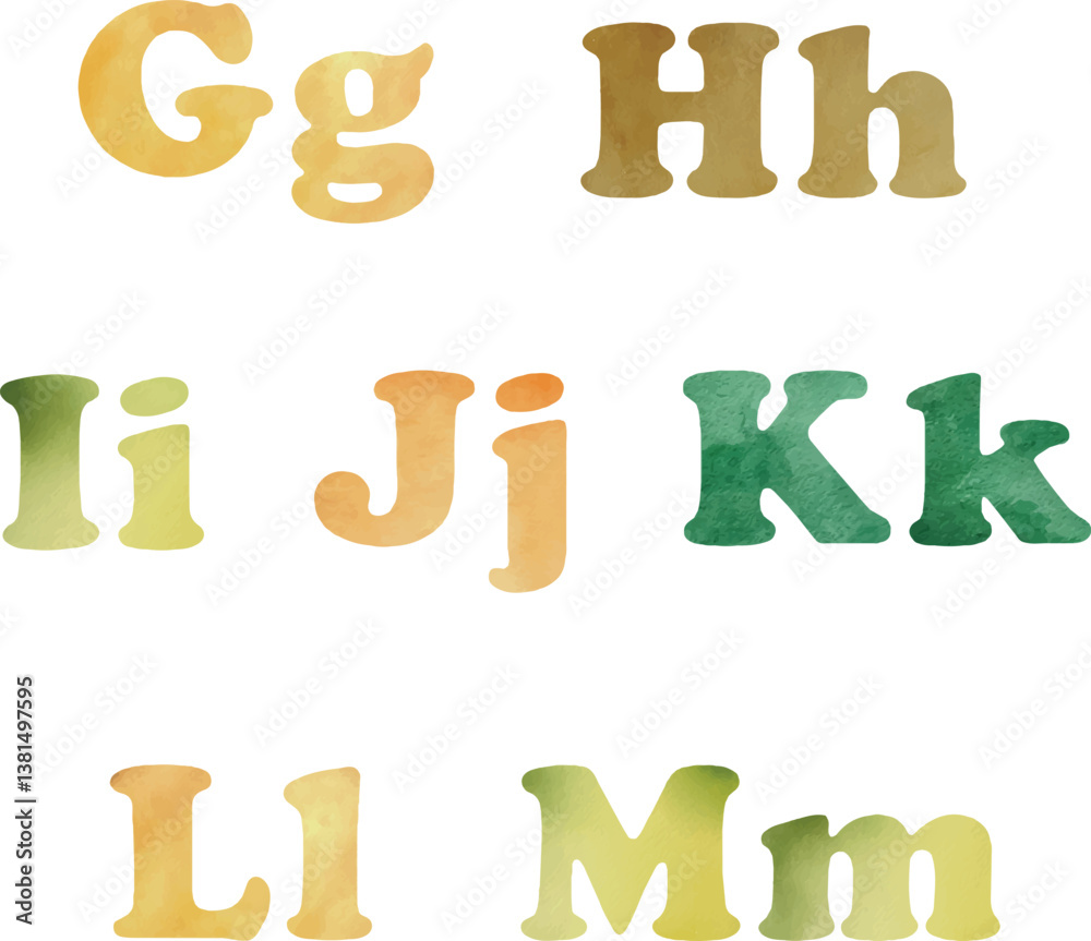 Vector Alphabet clipart part 2/4. Watercolor ABC, ABC Flashcards ...