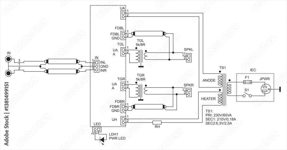 Schematic diagram of digital electronic device on white paper sheet ...