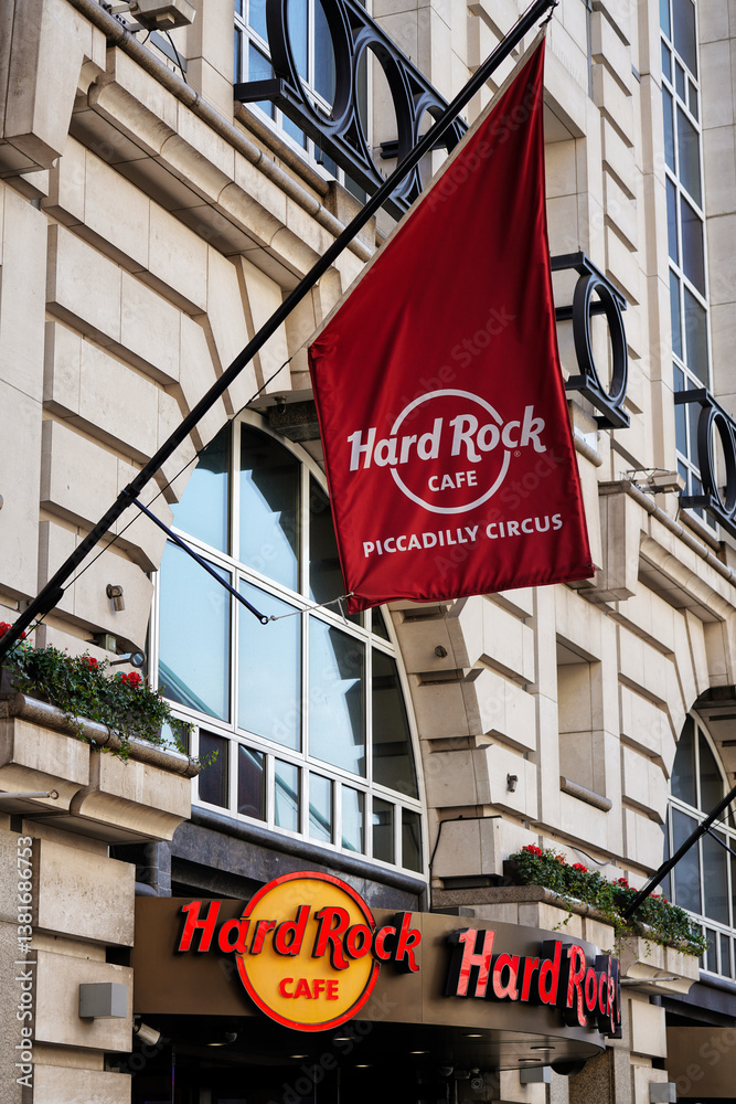 Hard Rock Cafe Restaurant Logo Sign Flag, Lettering Signage, Piccadilly ...