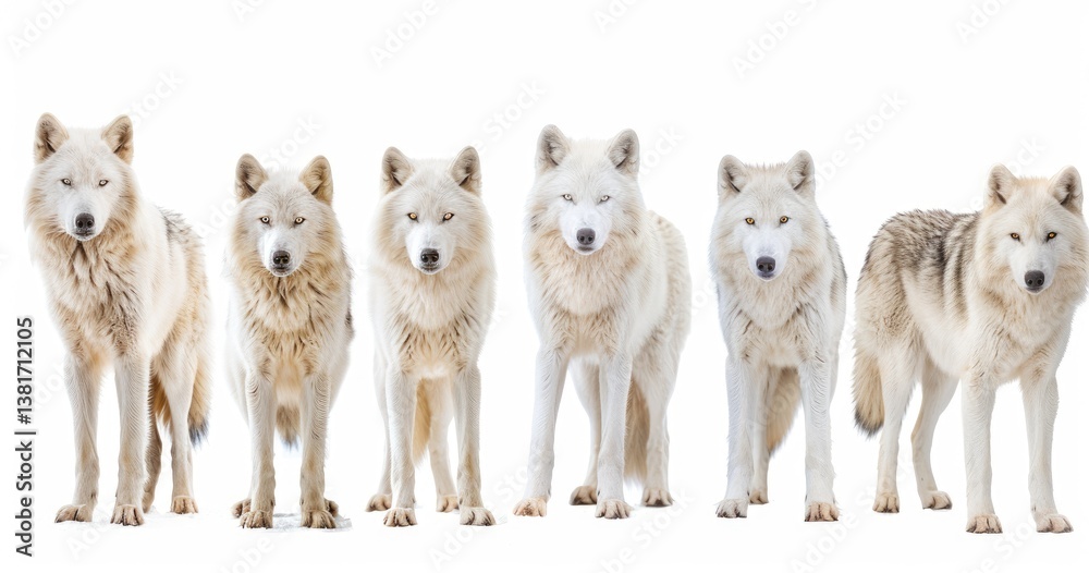 5 different arctic wolf realistic photography white background full ...