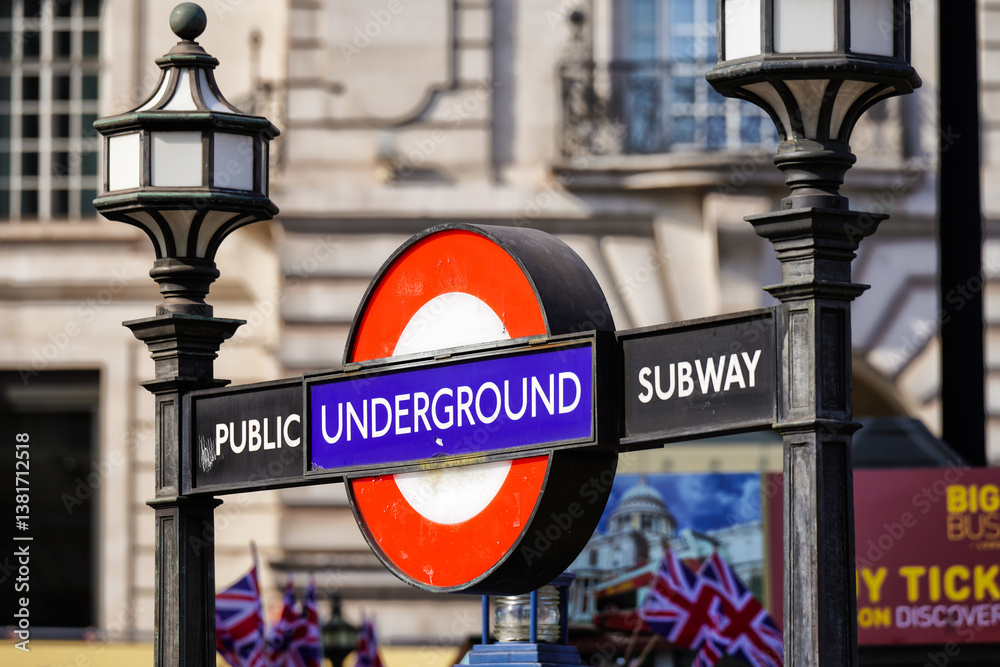 Piccadilly Circus Public Subway Transport Signage, TFL British Rail ...