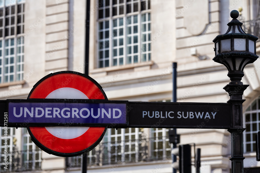Piccadilly Circus Public Subway Transport Signage, TFL British Rail ...