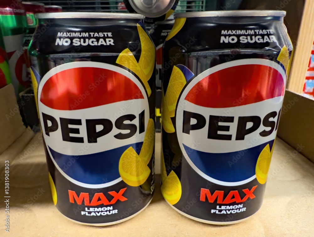 Pepsi Max Lemon Flavor Cans Display - FRANKFURT, GERMANY - MARCH 21 ...