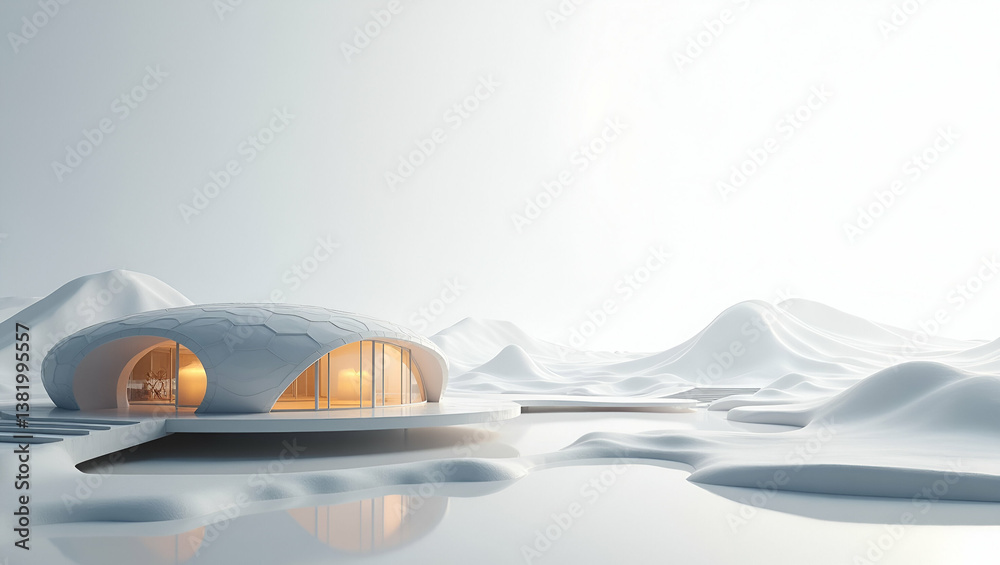 3D Exhibit an elegant wallpaper design capturing future space habitats ...