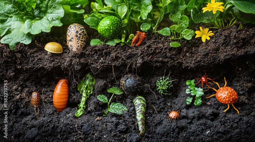 Exploring underground biodiversity soil ecosystem nature macro photography garden environment ...