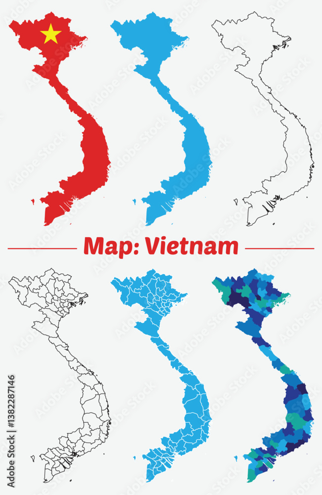 Maps of Vietnam , Outline, and Regional Divisions, Vietnam country map ...
