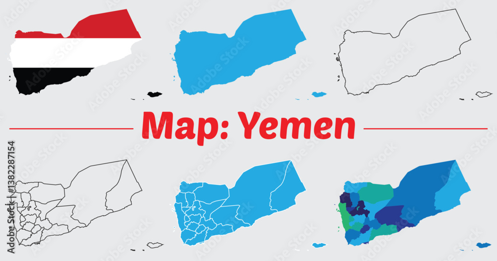 Maps of Yemen , Outline, and Regional Divisions, Yemen country map set ...