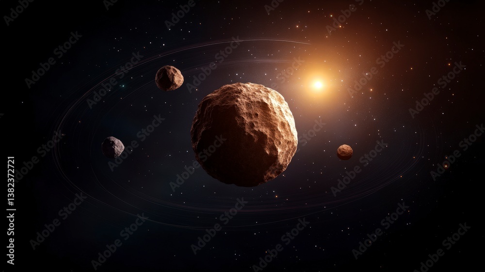 Virtual Asteroid Tracking Map Showing Paths of Celestial Bodies in ...