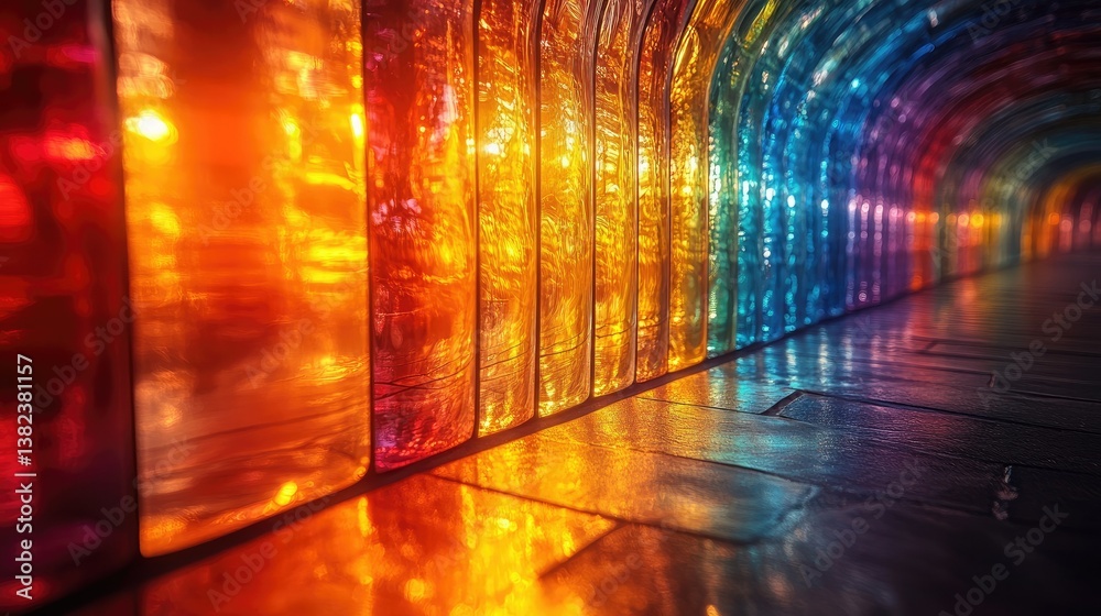 Rainbow Corridor: A mesmerizing tunnel of radiant colors, each panel ...