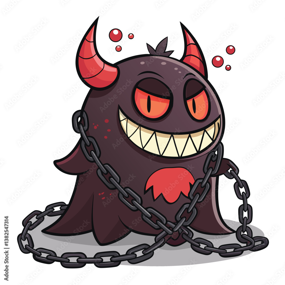 Design a vector illustration of a corrupted slime demon, using bold ...