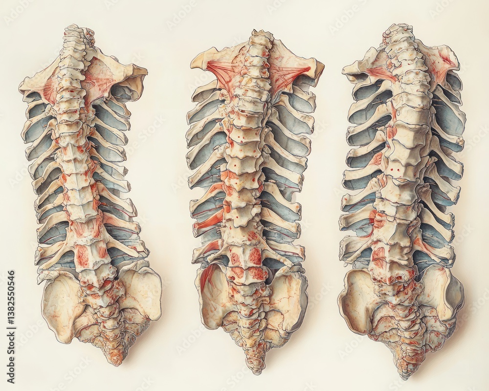 Anatomical Illustration of Human Spine with Common Spinal Disorders ...