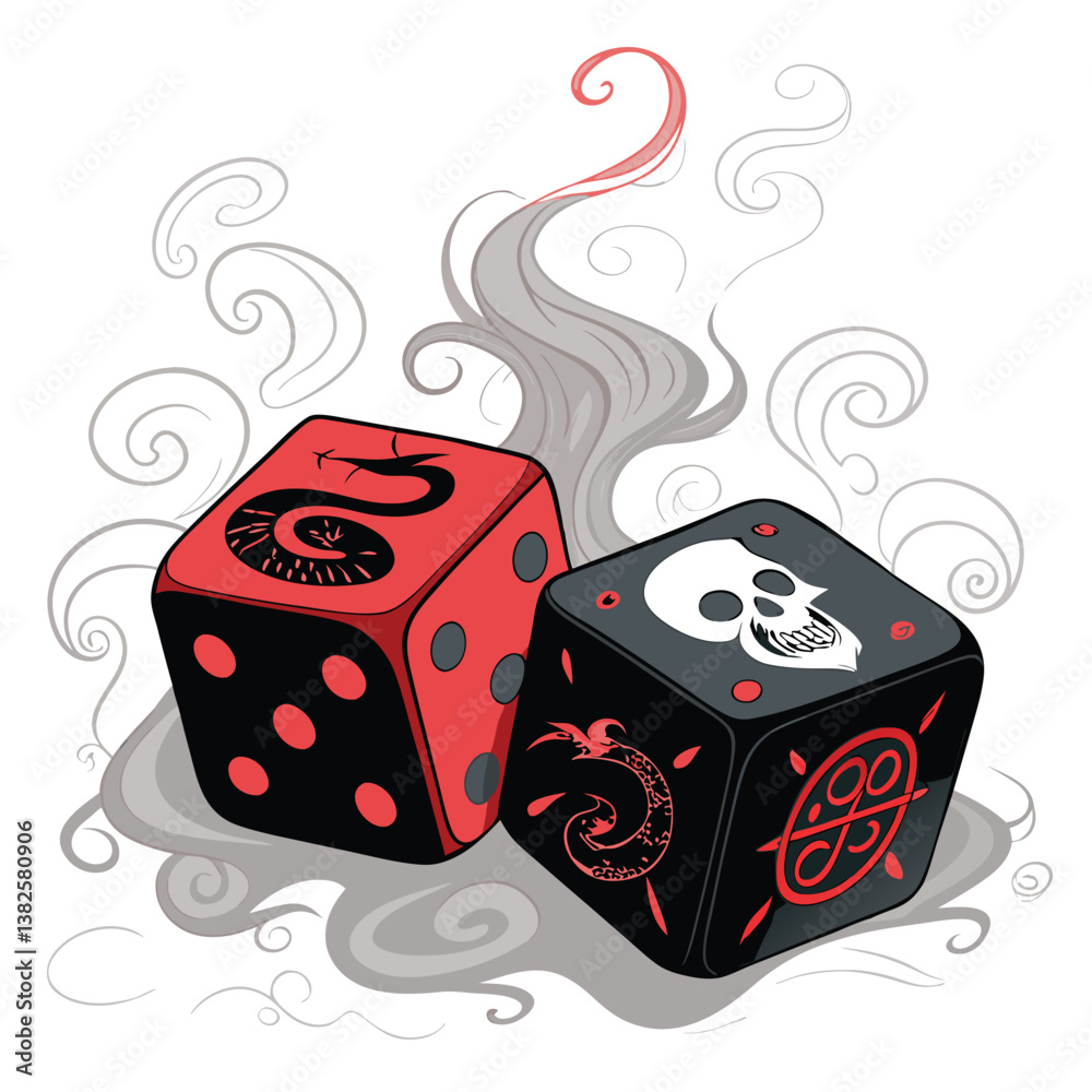 Design a bold, vector illustration of a set of dice, with one die ...