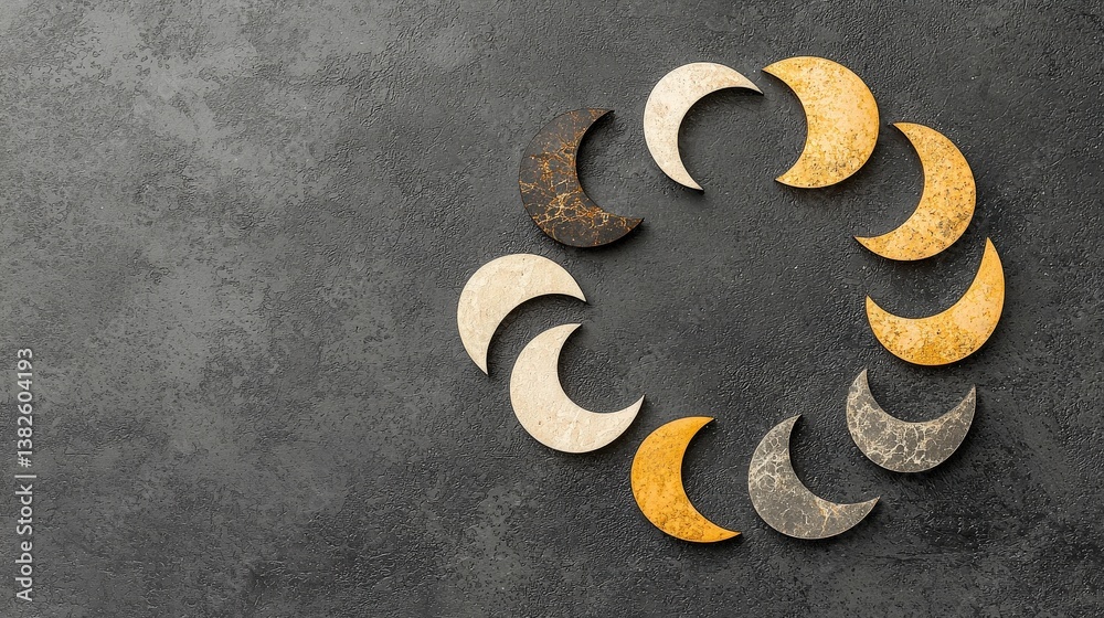 Phases of the Moon: A captivating visual of lunar phases, arranged in a ...