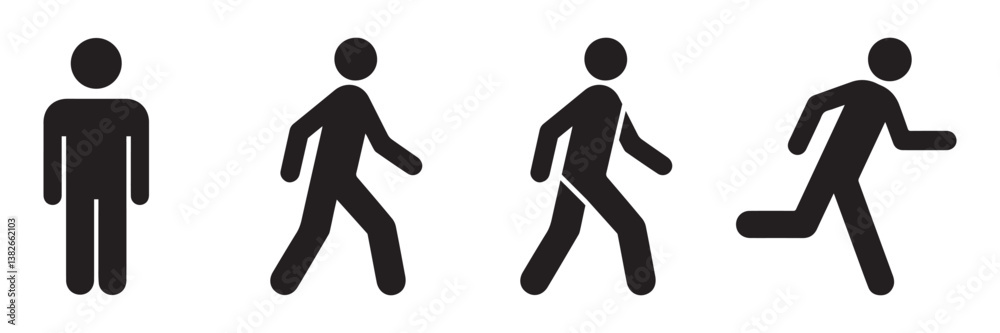 human person walking icon . isolated transparent people walk black ...