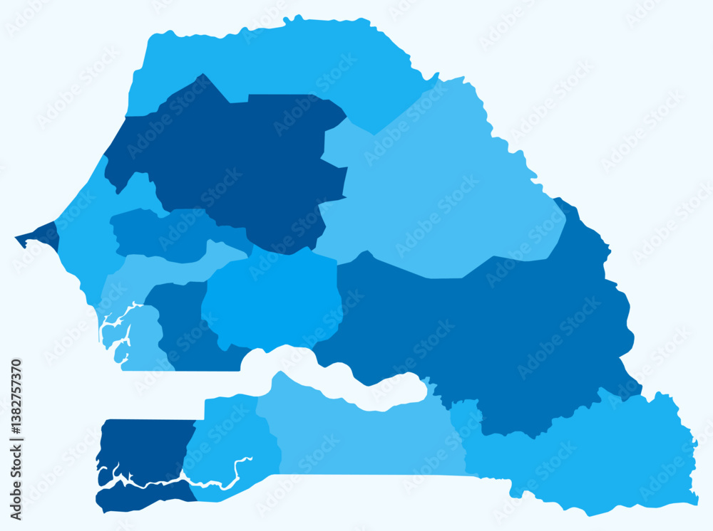 Map of Senegal with regions. Just a simple country border map with ...