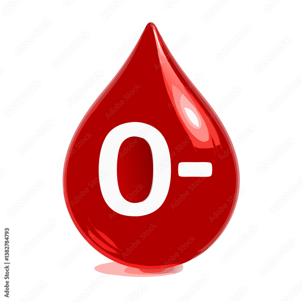 Blood group O negative symbol in vibrant red droplet design Stock ...
