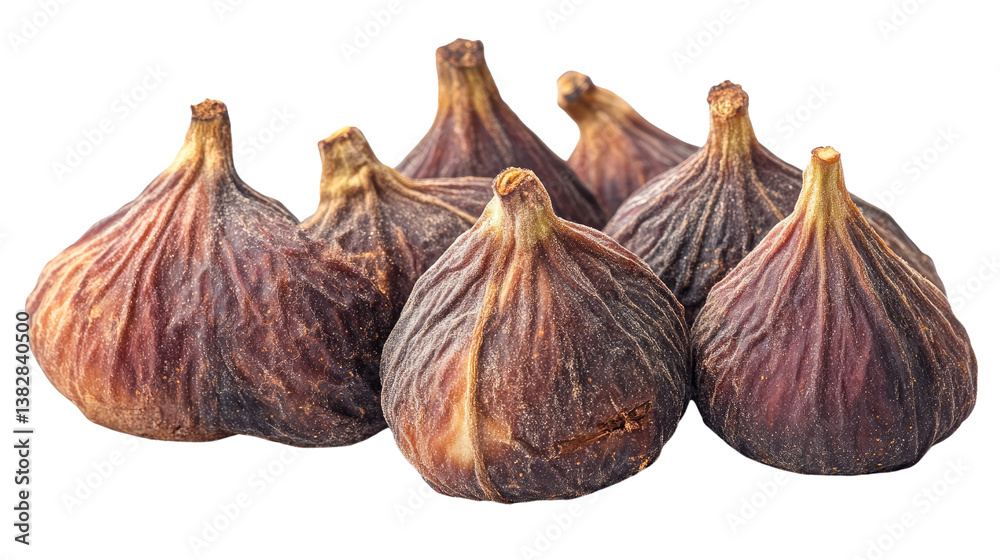 Dried Figs Close-up: A cluster of sun-dried figs, showcasing their rich ...