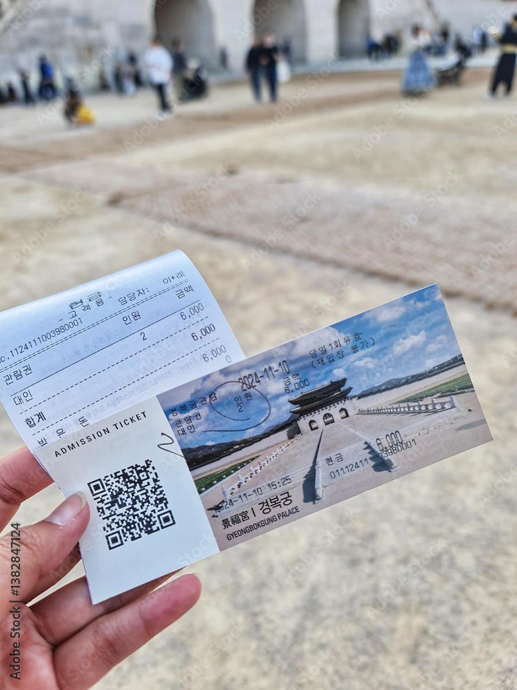 Seoul, South Korea on 10 Nov 2024. Holding Gyeongbokgung Palace Ticket ...