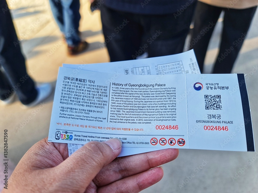 Seoul, South Korea on 10 Nov 2024. Holding Gyeongbokgung Palace Ticket ...