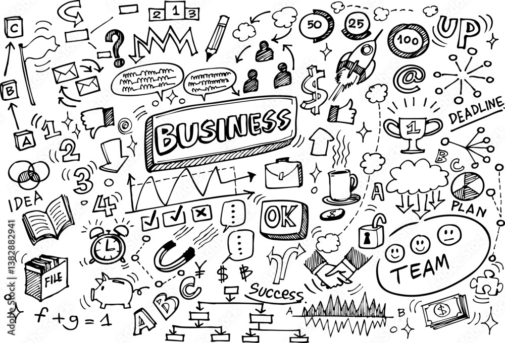 Vector Hand Drawn Business background Stock Vector | Adobe Stock