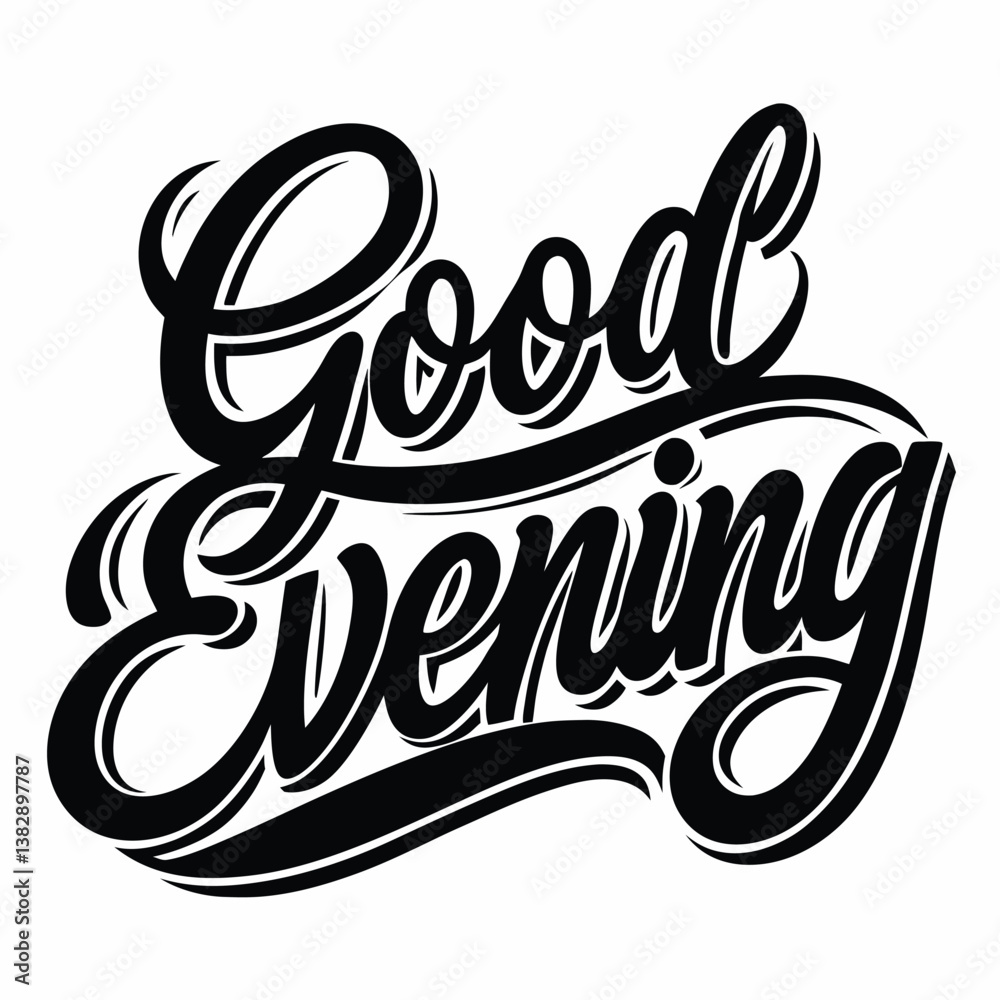 Good Evening line art icon sign sketch freehand outline silhouette ...