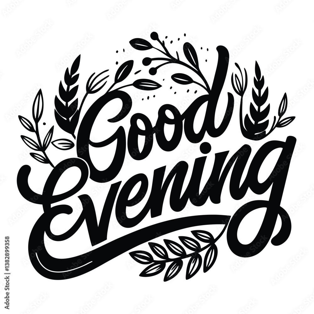 Good Evening line art icon sign sketch freehand outline silhouette ...
