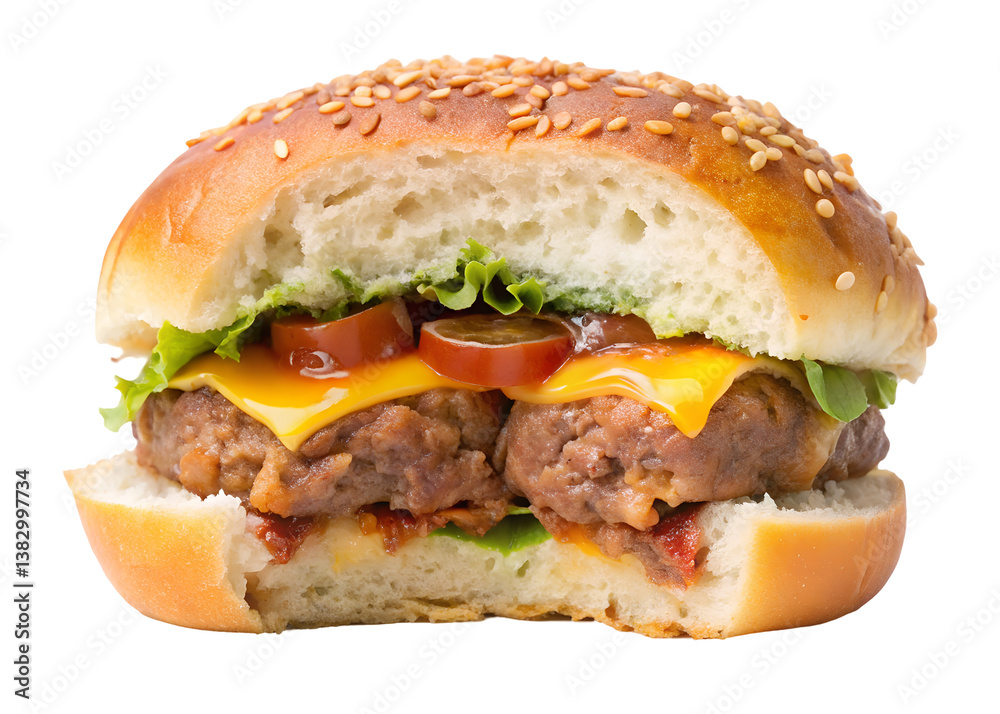 burger with a bite on top view clipart image on transparent background ...