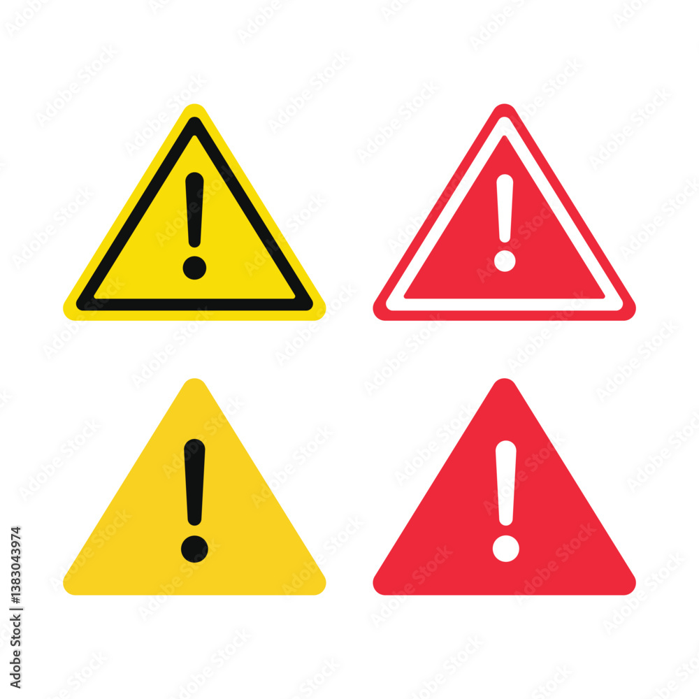 Warning Signs Various Alert Symbols for Safety and Hazard Awareness ...