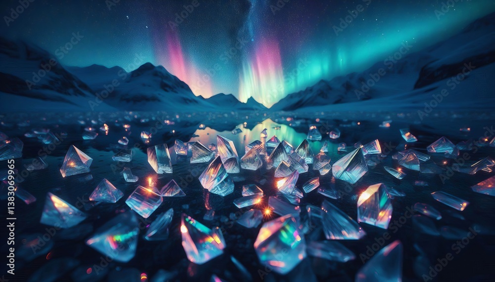 Aurora Shards Scattered shards of ice that capture fleeting hint の ...