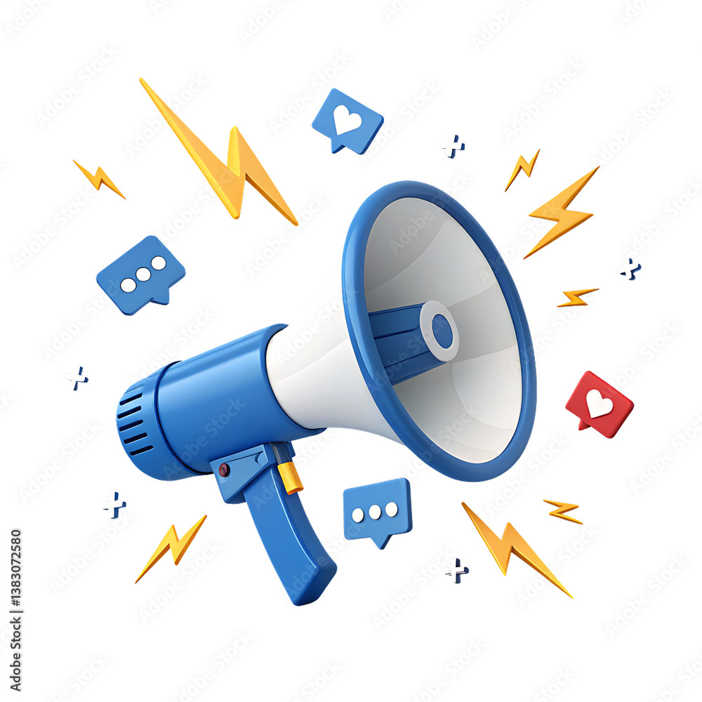 Blue Megaphone with Angry Emojis and Lightning Bolts – PNG Image ...