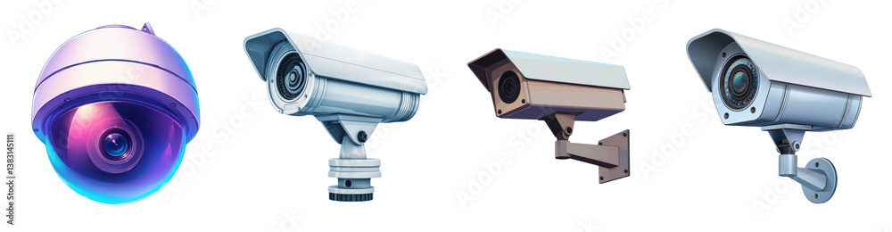 Four Different Types of Security Cameras CCTV Surveillance System for ...