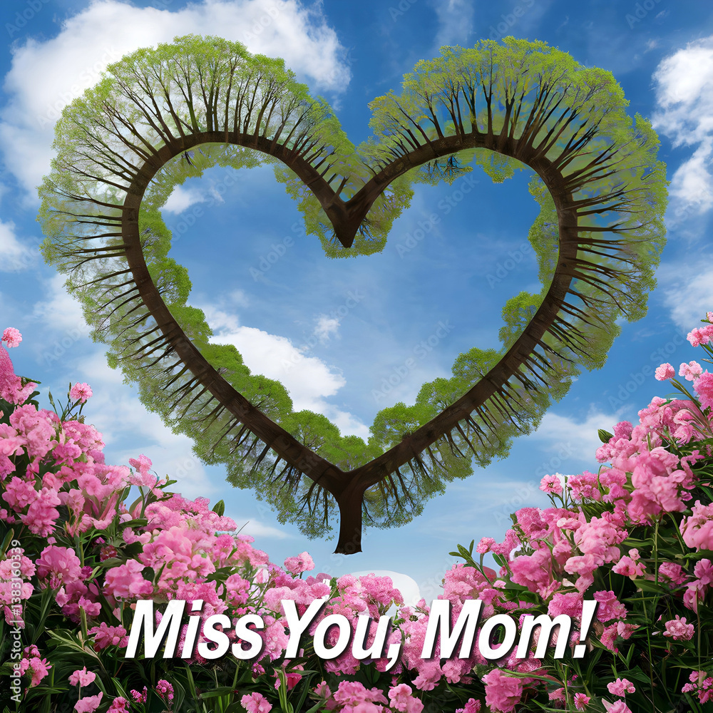 Heart-Shaped Crown Trees with Blue Sky – "Miss You, Mom!" Memorial ...