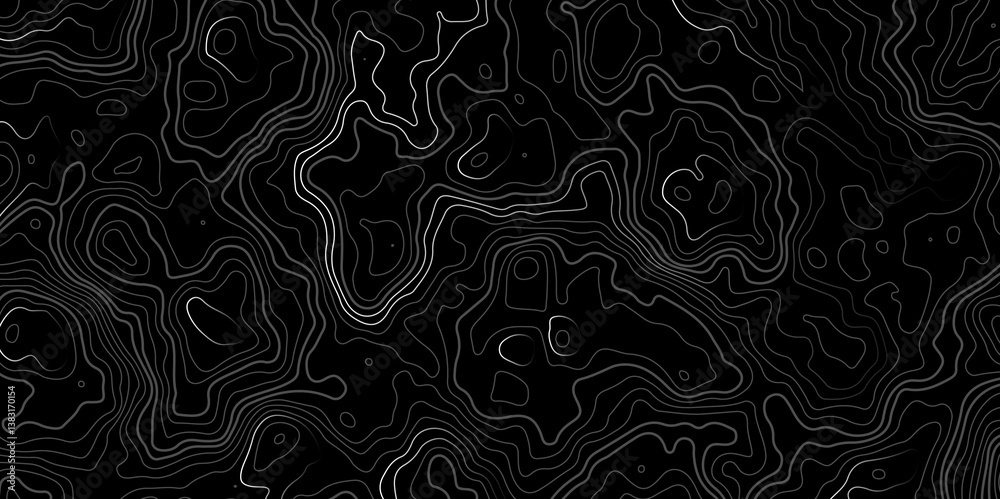 "Intricate Topographic Map Featuring Black and Grey Contours on a White ...