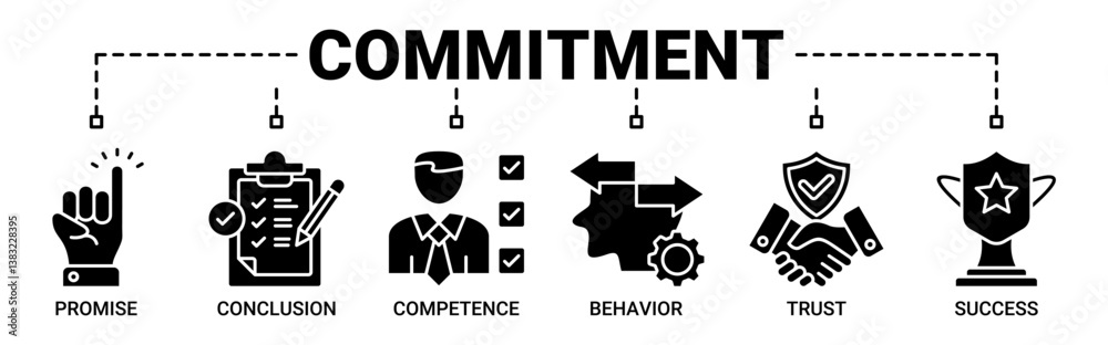 Commitment web banner icon vector illustration concept with icons solid ...