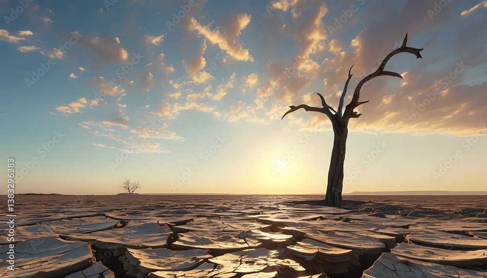 Pollution impact on arid landscapes drought-stricken earth digital art ...