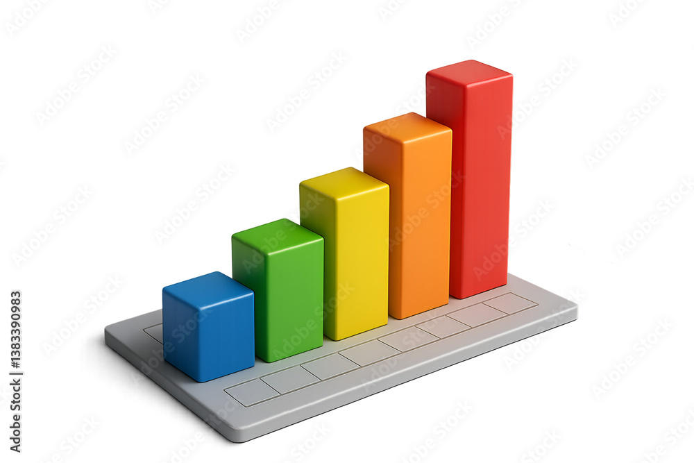 colorful 3d bar graph with rainbow spectrum from blue to red showing ...