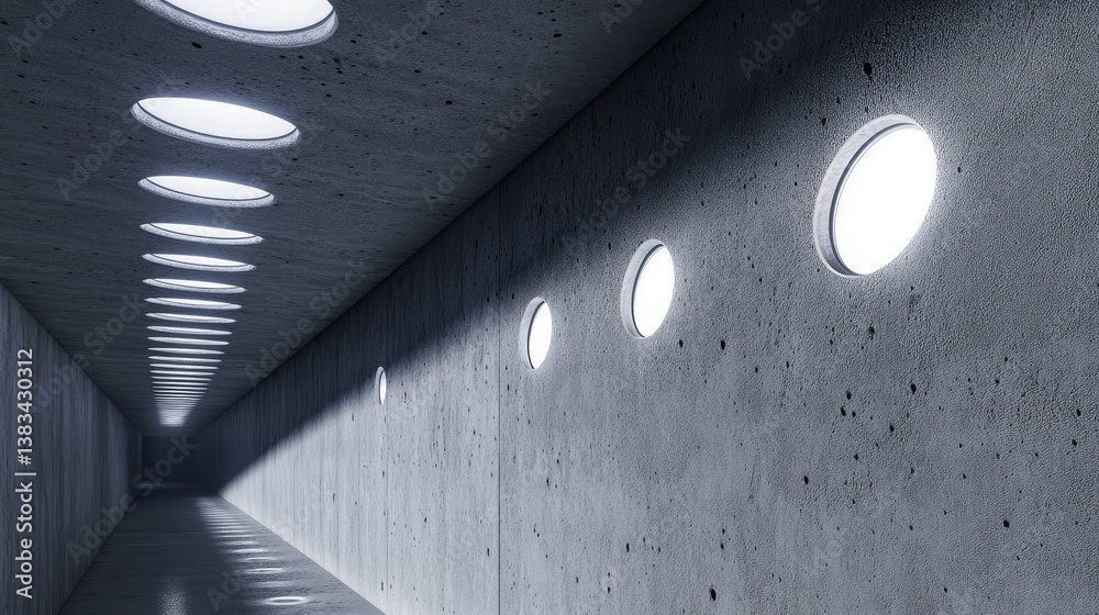 Emergency lighting system on a hospital corridor ceiling, ensuring ...