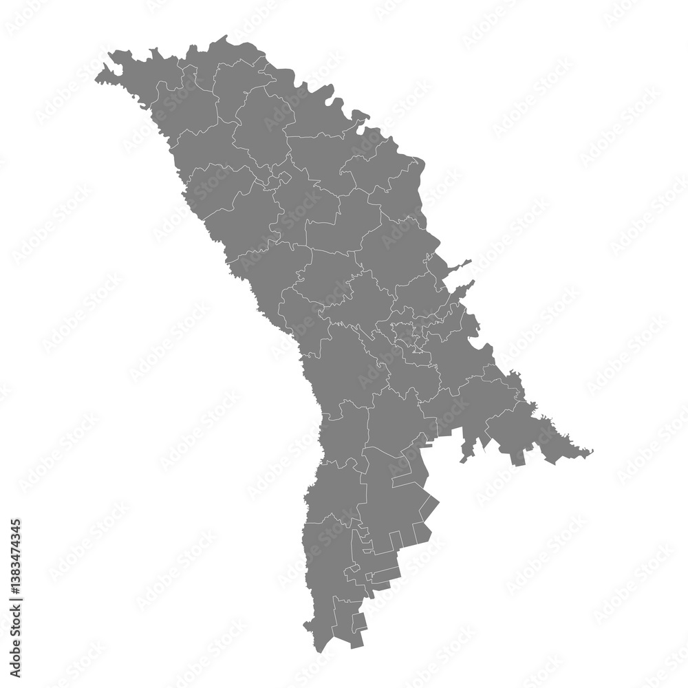 High quality map of Moldova with borders of the regions Stock ...