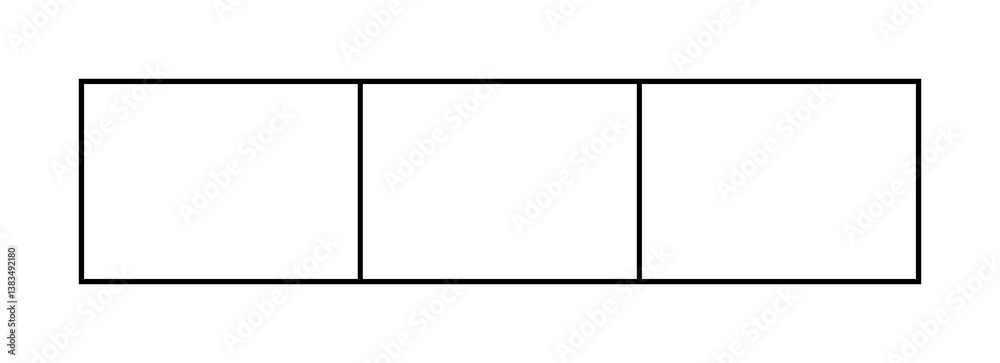 Minimalist black and white three-panel comic strip template for ...