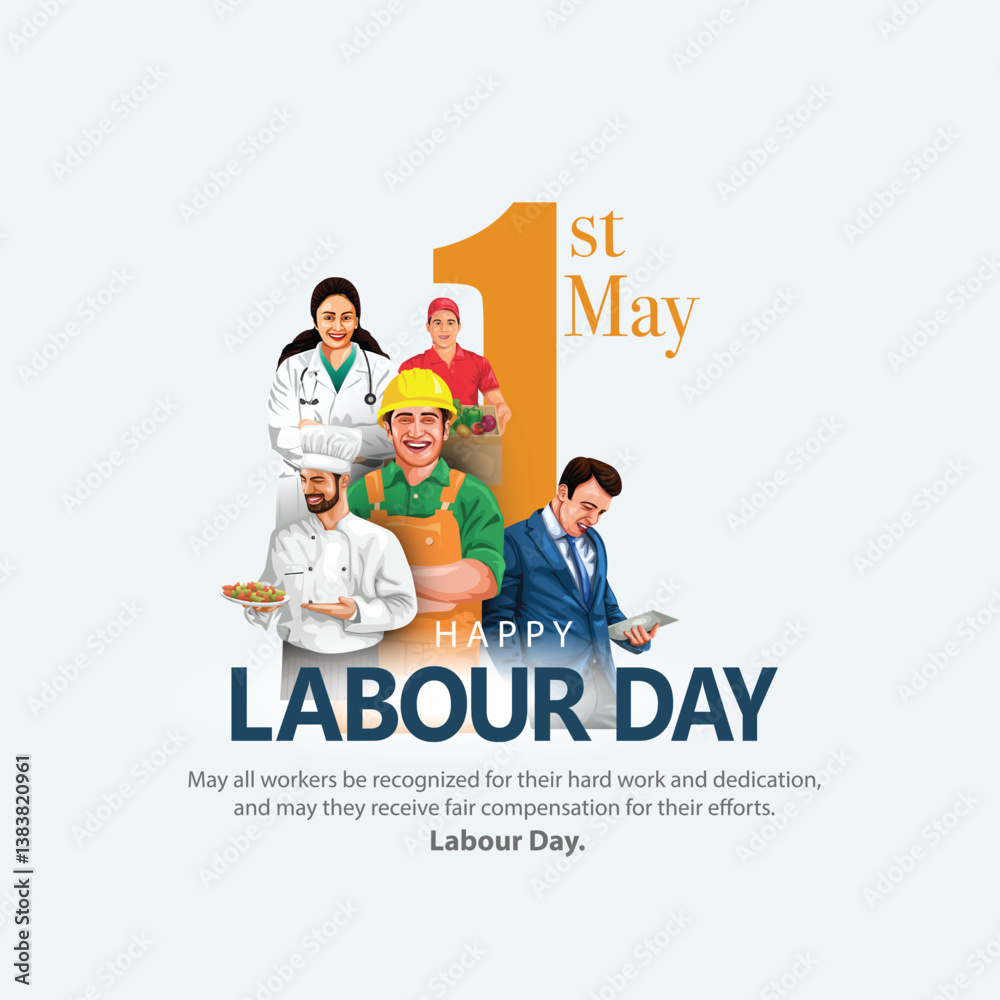 happy Labour day or international workers day vector illustration with ...