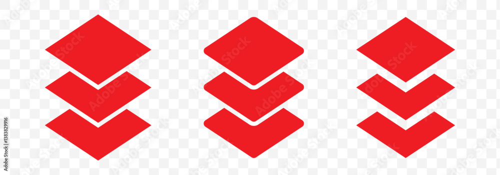 Стоковий вектор Red Layer icon. Logo of stack. Layer icons for paper ...