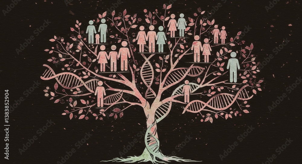 Family Tree of Life: Genetics and Ancestry - Symbolic depicting a ...