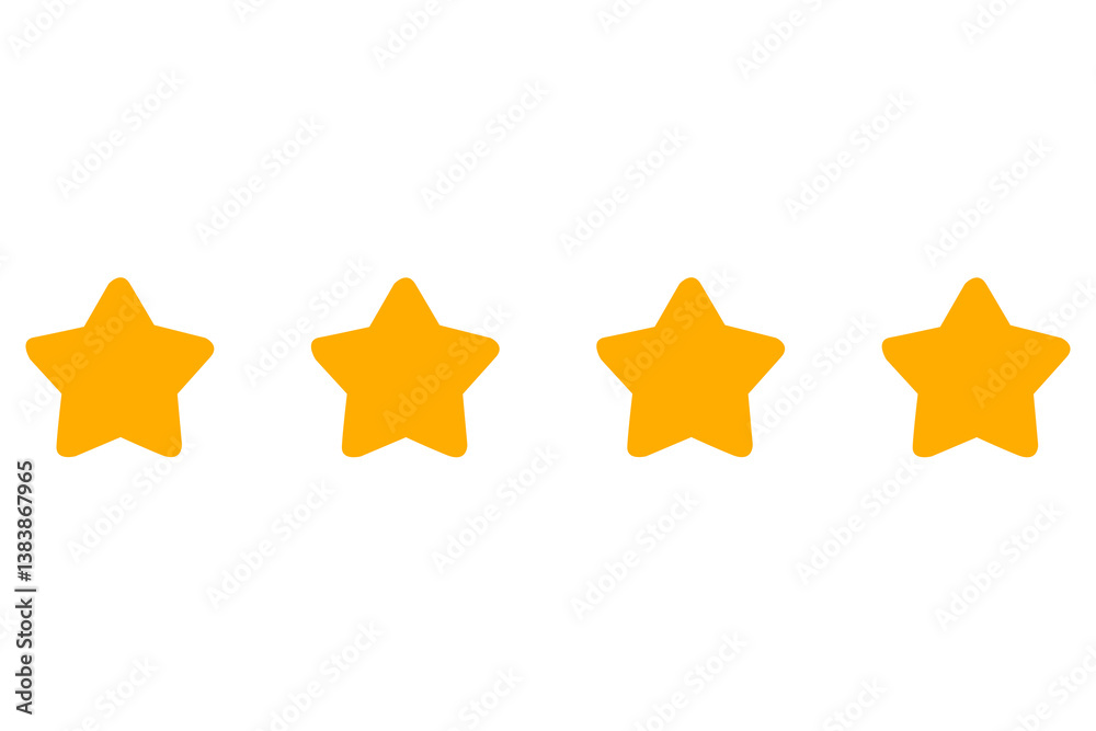 yellow four star rating icon Stock Illustration | Adobe Stock