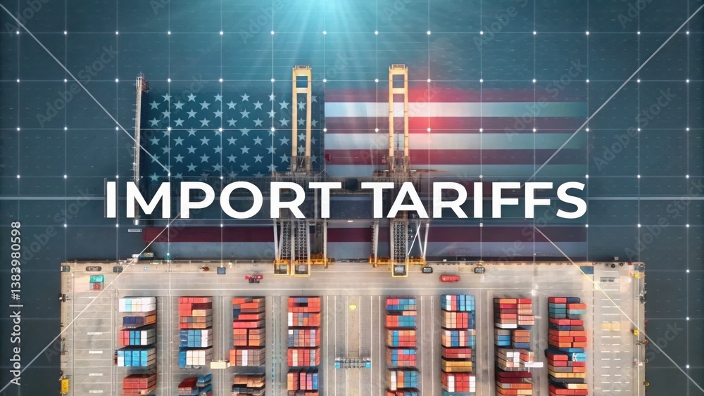 Reciprocal Tariffs. Import Tariffs USA 2025 Aerial view of shipping ...