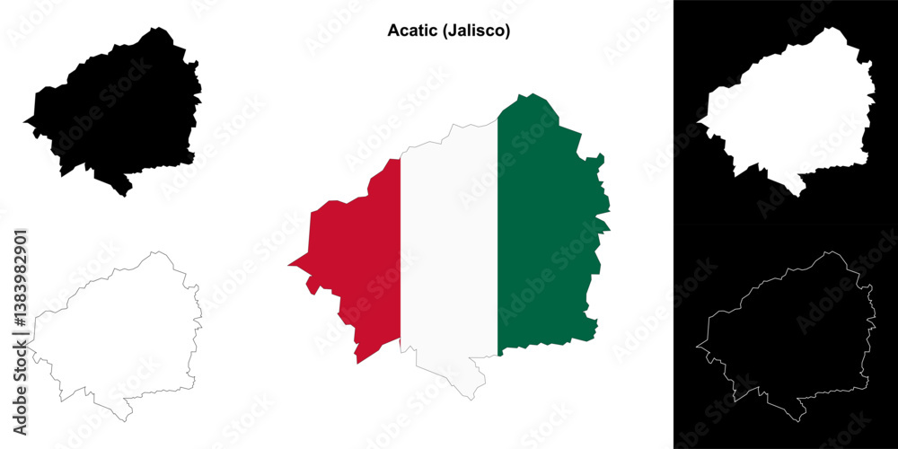 Acatic municipality (Jalisco) outline map set の Stock ベクター | Adobe Stock