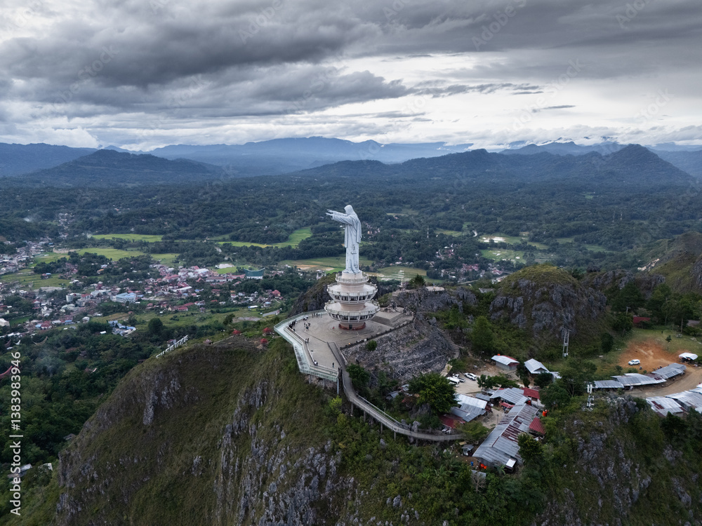 Jesus Buntu Burake of a Roman Catholic statue of Jesus Christ at Makale ...