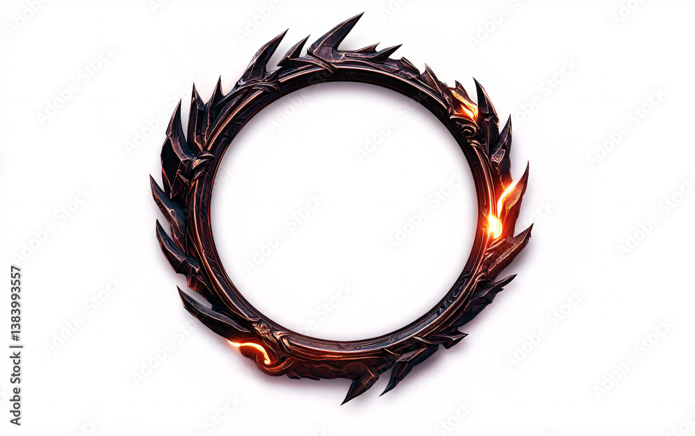 fantasy rpg game icon frame with circular ornamental design, stylized ...